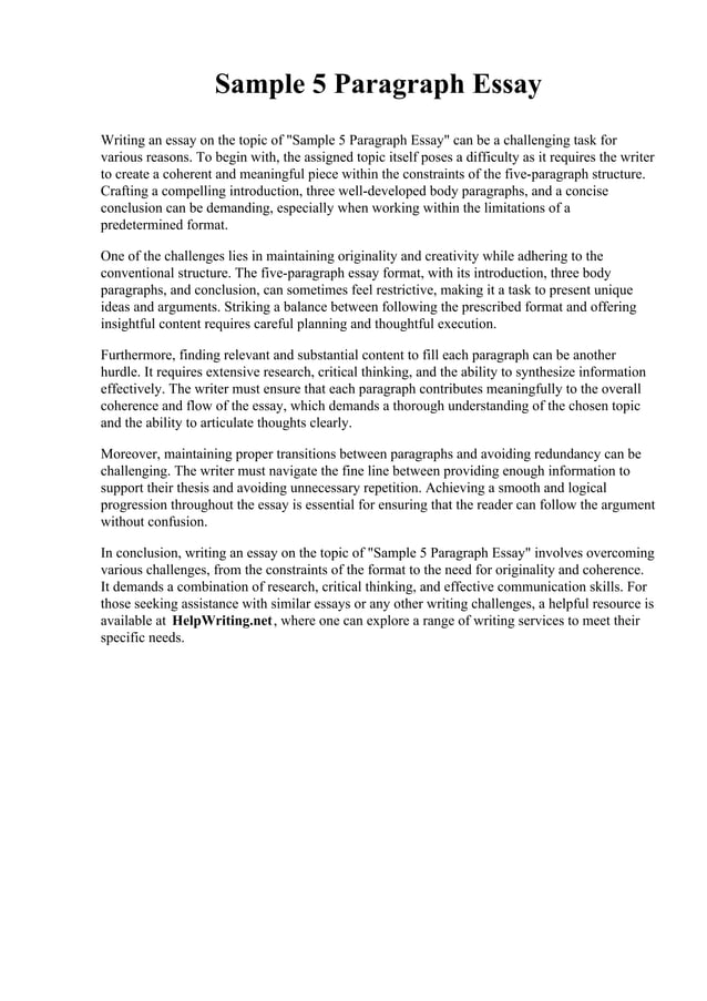 Sample 5 Paragraph Essay | PDF