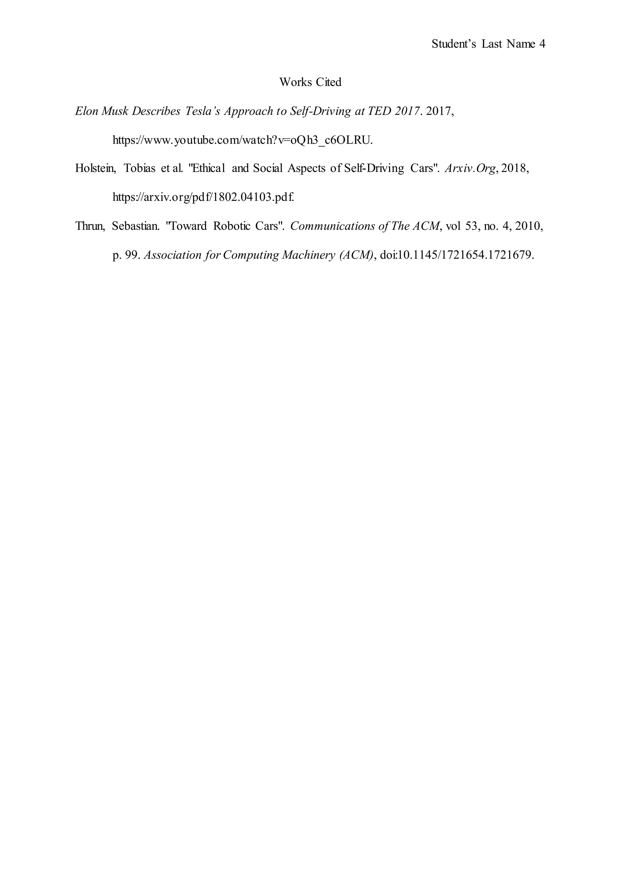 Argumentative Essay Sample 600 words | DOCX | Driverless Cars | Auto Type