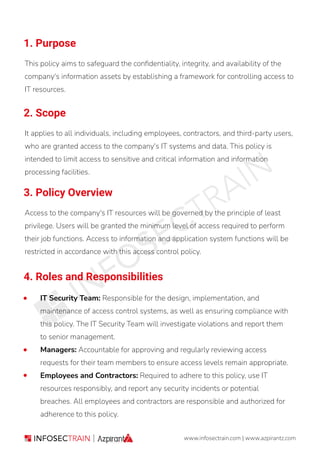 Access Control Policy – Sample Framework for Secure Access | PDF