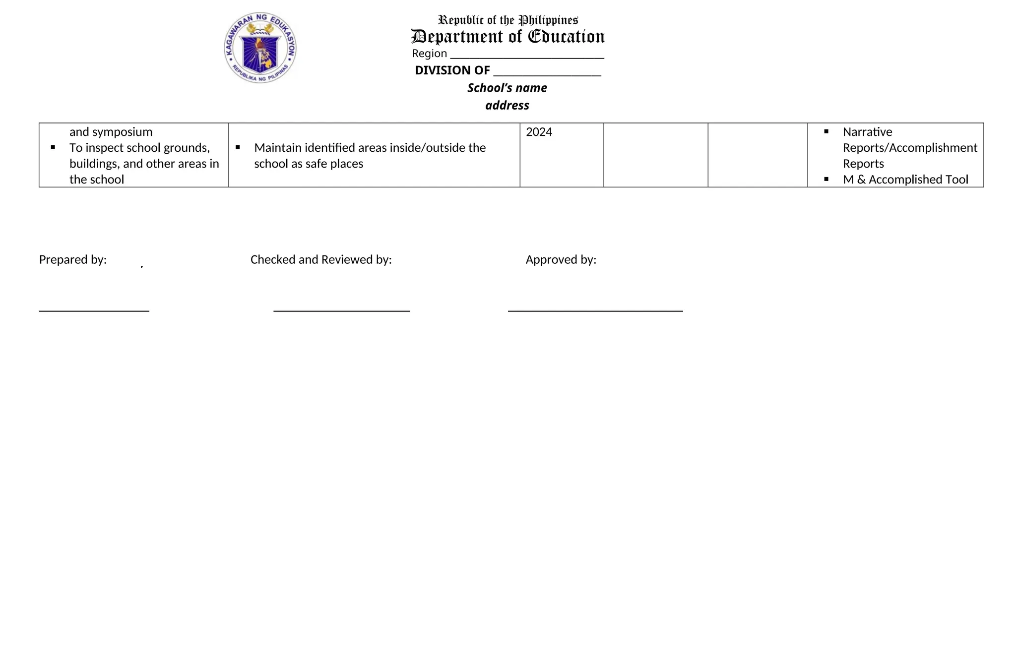 Sample Action Plan in School Contingency Plan.docx