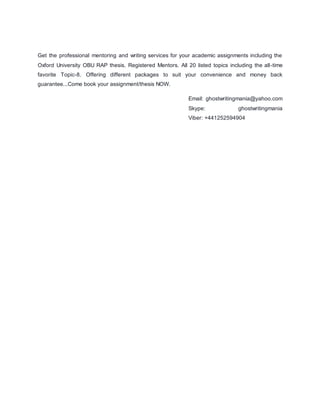 Sample Oxford Brookes BSC Hons OBU RAP Thesis Writing and Mentoring Services | DOCX