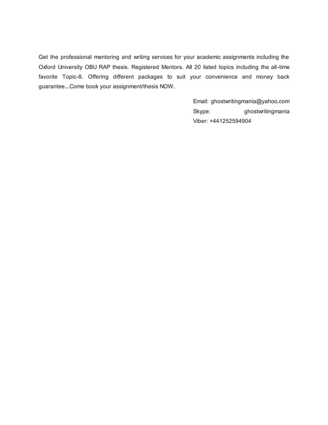Sample Oxford Brookes BSC Hons OBU RAP Thesis Writing and Mentoring Services | DOCX | Business ...