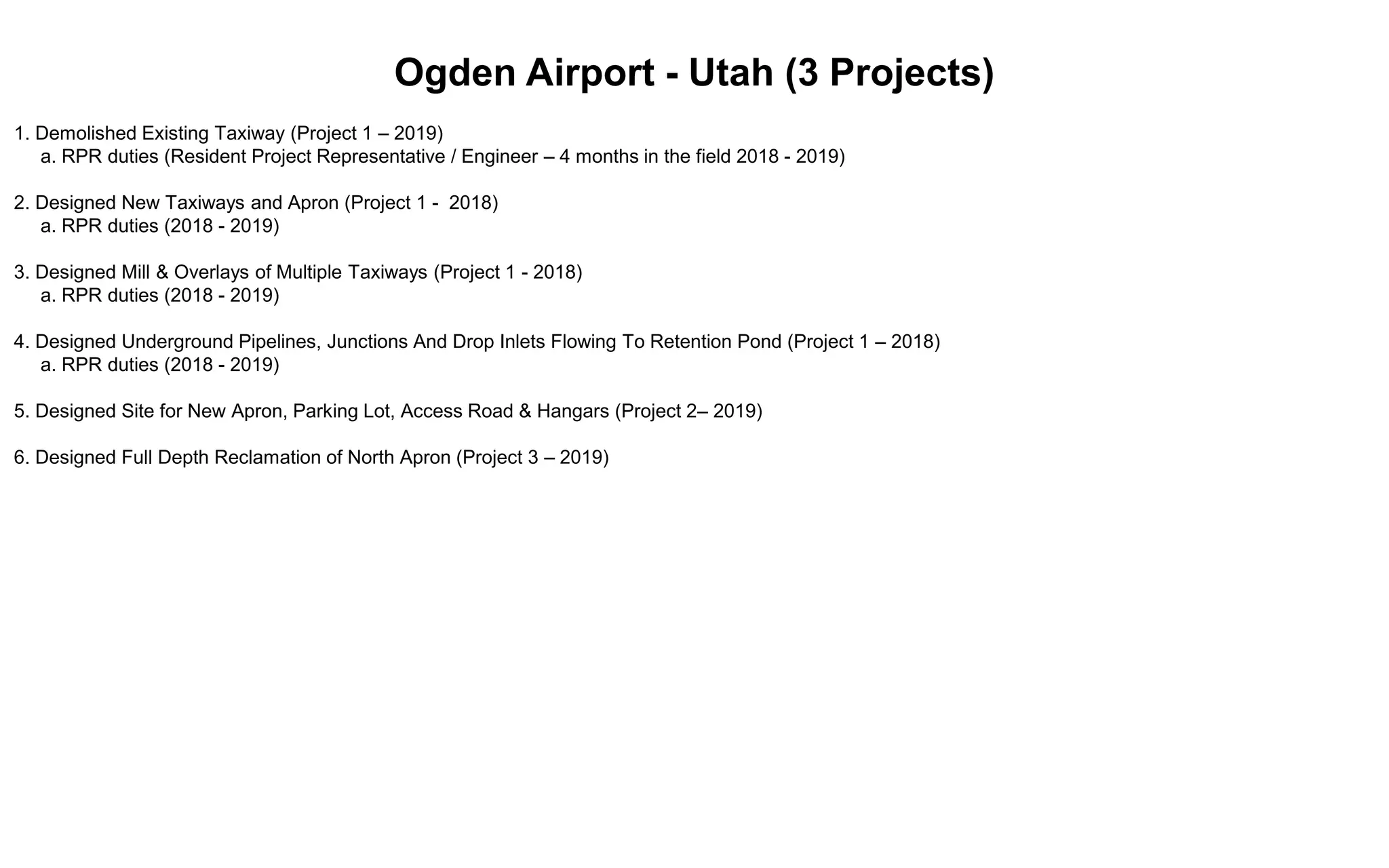 Sample Airport / Aviation Projects (2015 - 2020) | PPTX