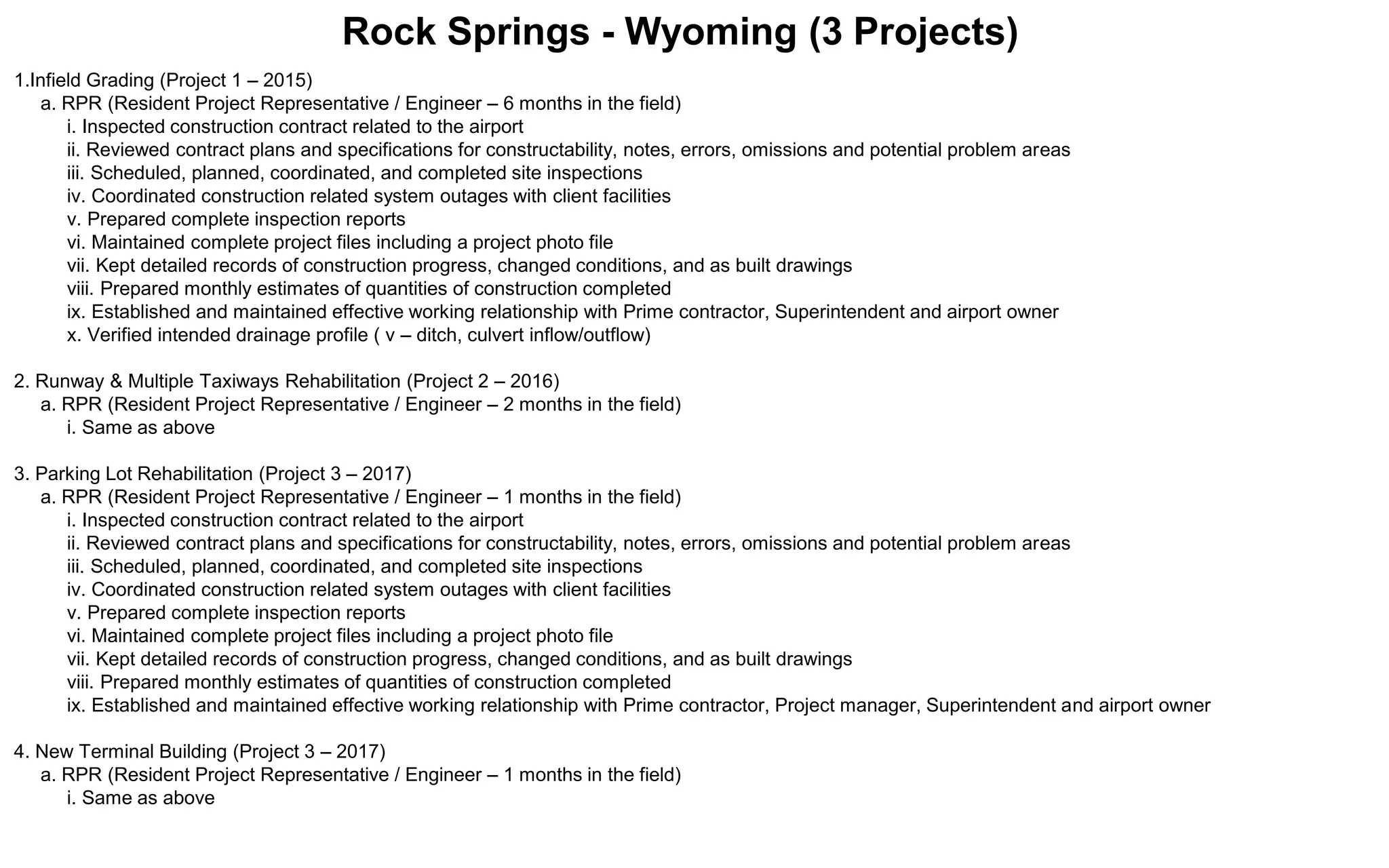 Sample Airport / Aviation Projects (2015 - 2020) | PPTX