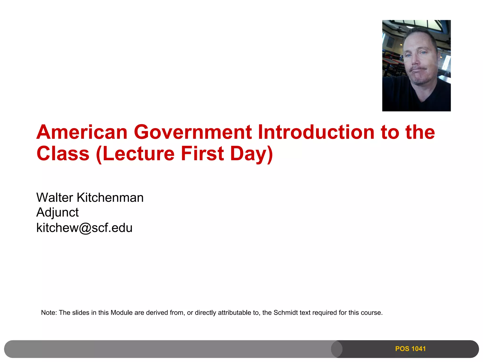 American Government Lecture (First Class Overview) | PPT