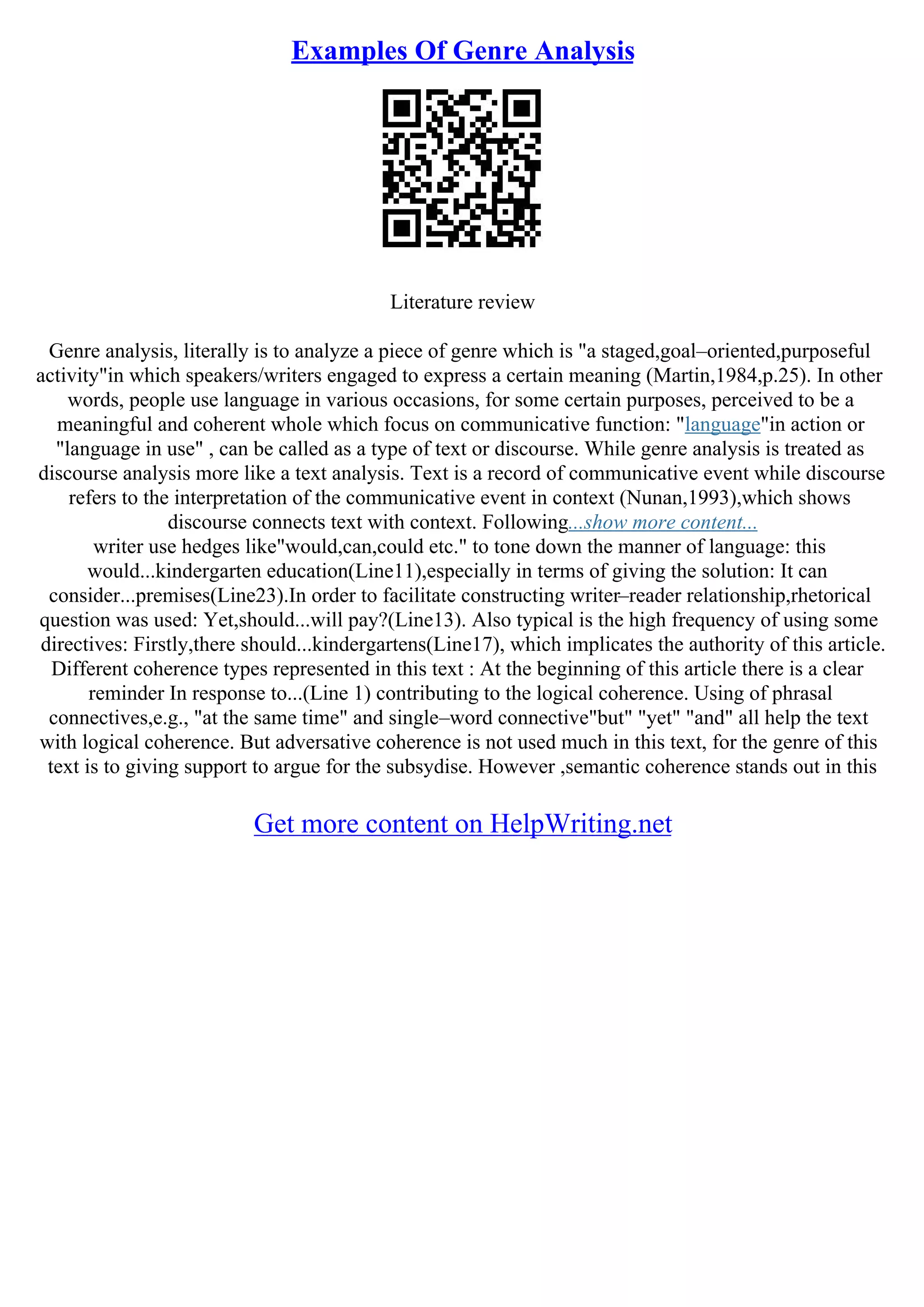 Sample Analysis Essay | PDF