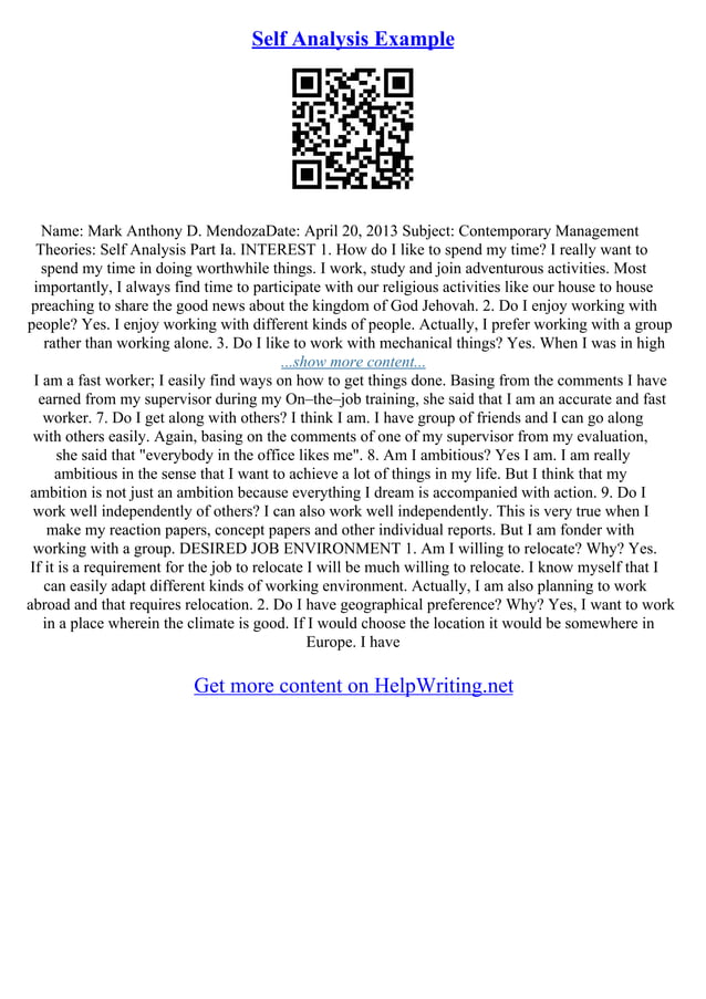 Sample Analysis Essay | PDF