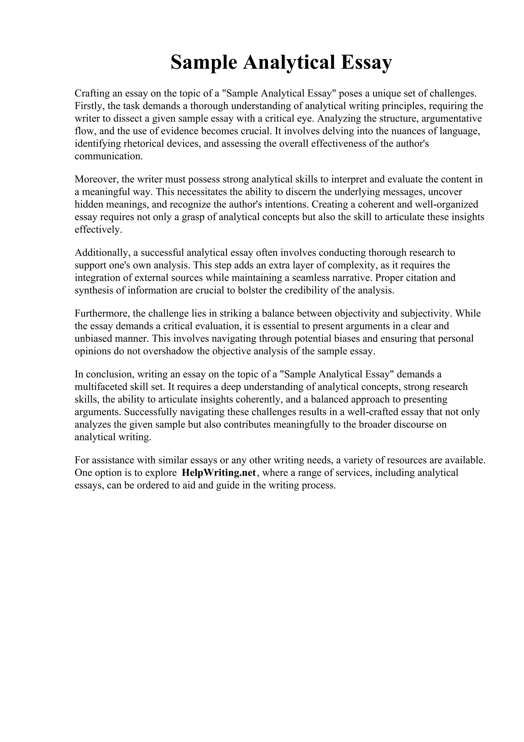 Sample Analytical Essay.pdf | Homework and Study | Education