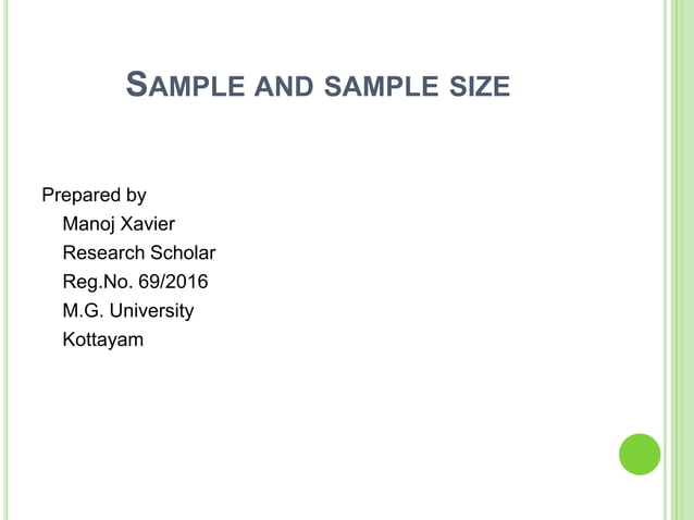 Sample and sample size | PPTX