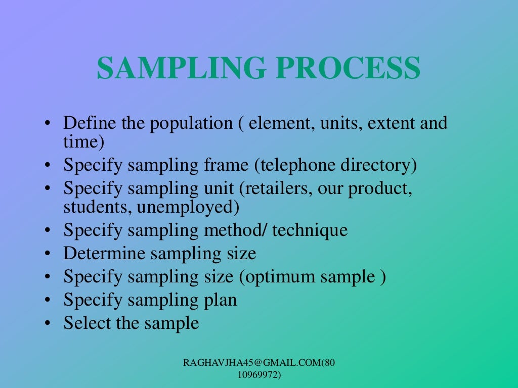 Sample and sampling design