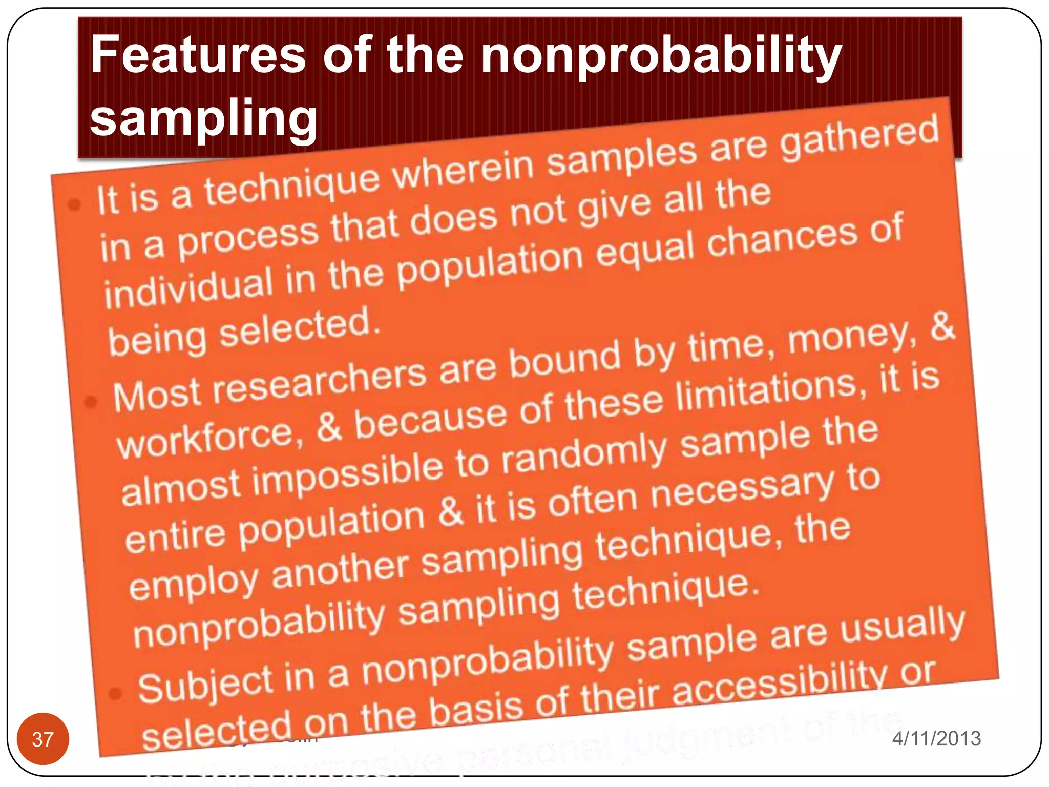 Sample and sampling techniques | PPTX | Biological Sciences | Science