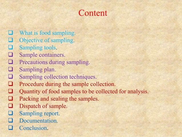 Sampling techniques of food | PPTX