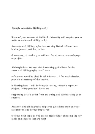 Sample Annotated Bibliography Some of your courses a.docx