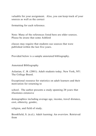 Sample Annotated Bibliography Some of your courses a.docx