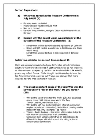 Sample answers causes of cold war | PDF