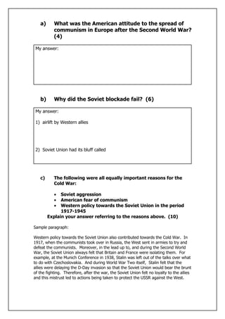 Sample answers causes of cold war | PDF