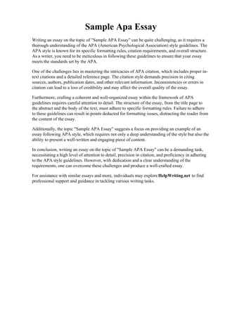 Sample Apa Essay | PDF