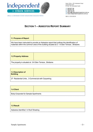Sample apartments asbestos report | PDF