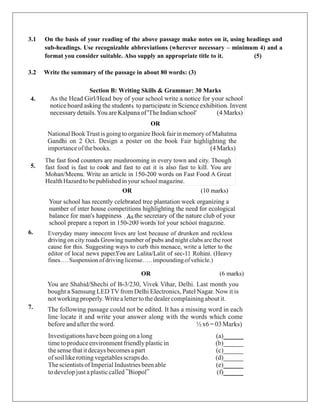 Sample paper xi_english | PDF