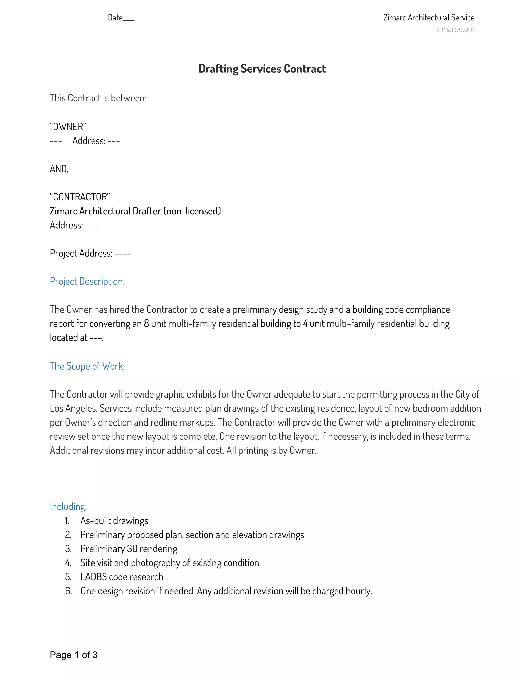 Sample architectural drafting contract | PDF