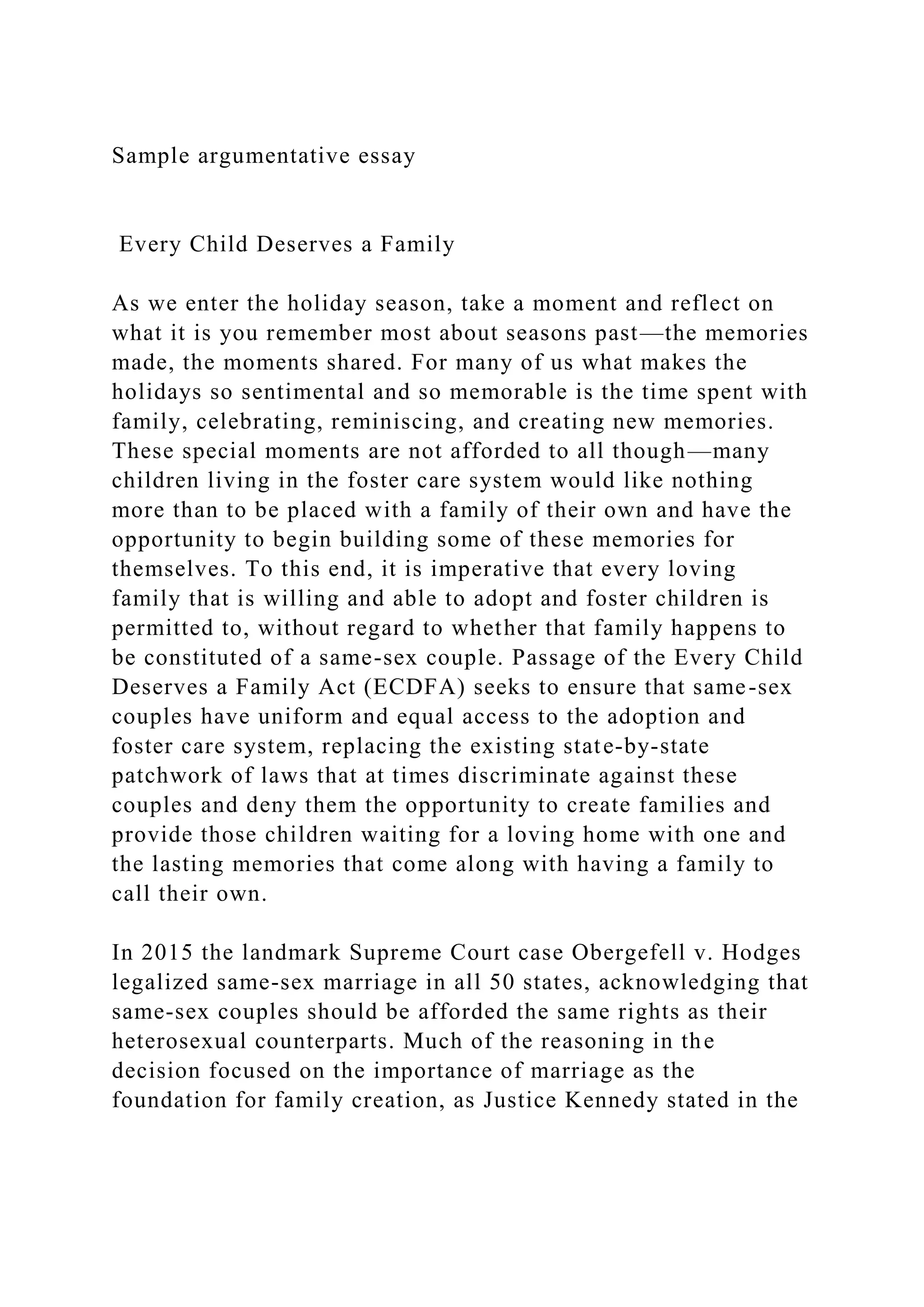 Sample argumentative essay Every Child Deserves a FamilyAs.docx