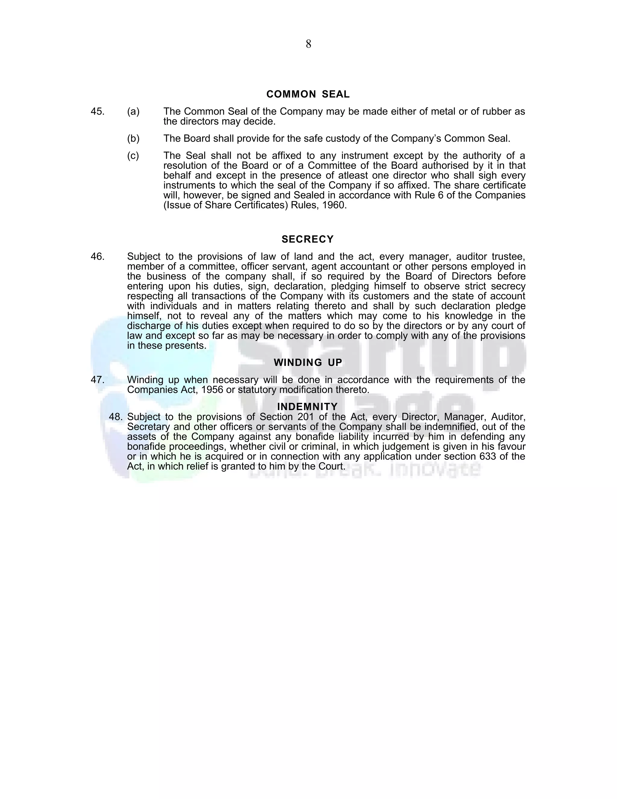 Sample Articles of Association | DOC