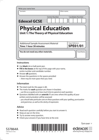 GCSE PE - Sample Assessment Questions | PDF