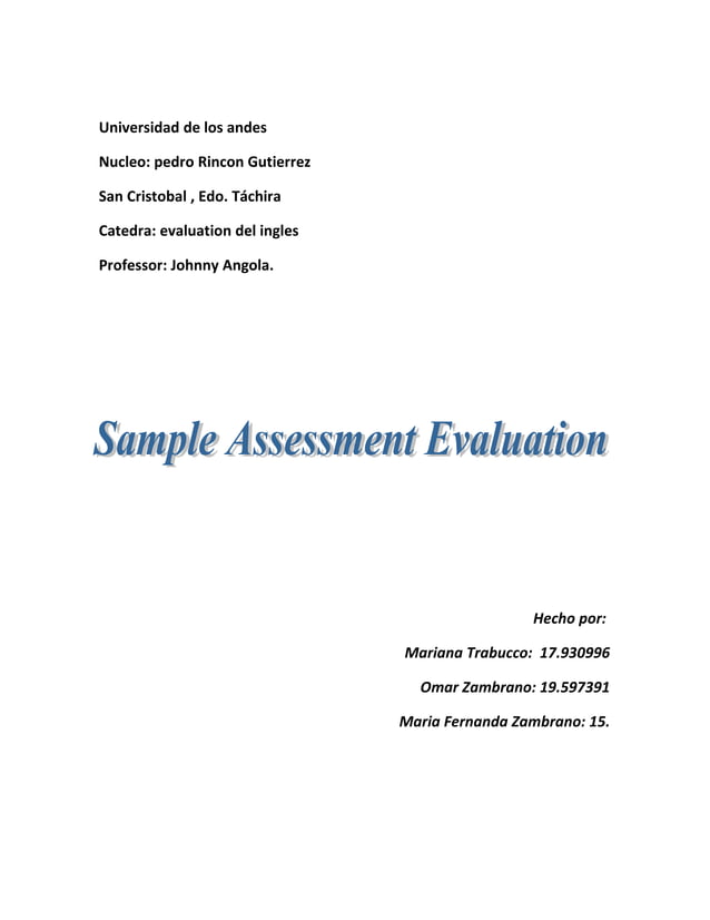 Sample assessment tools | PDF