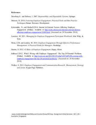 Sample assignment on employee engagement | PDF