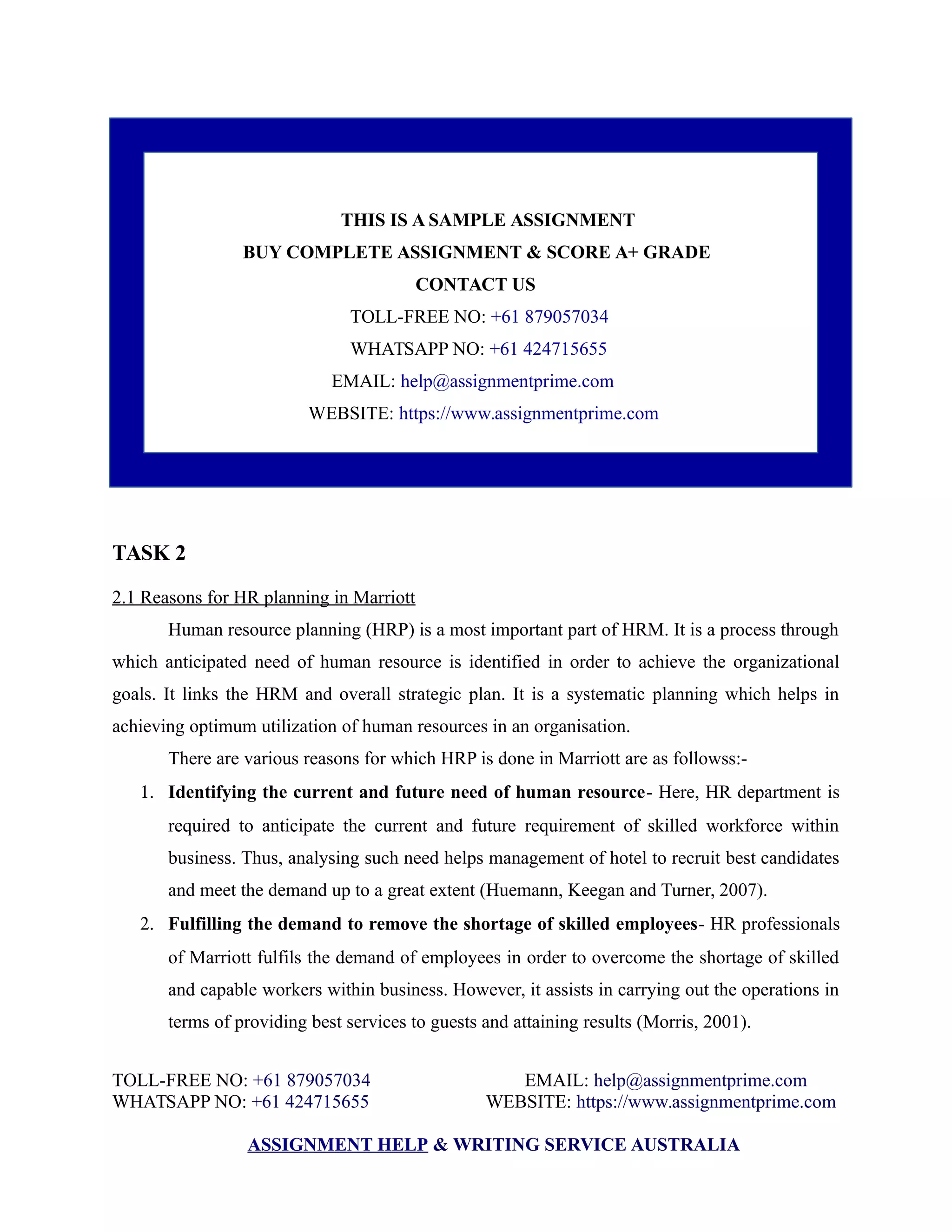 Sample Assignment on Human Resource Management | PDF