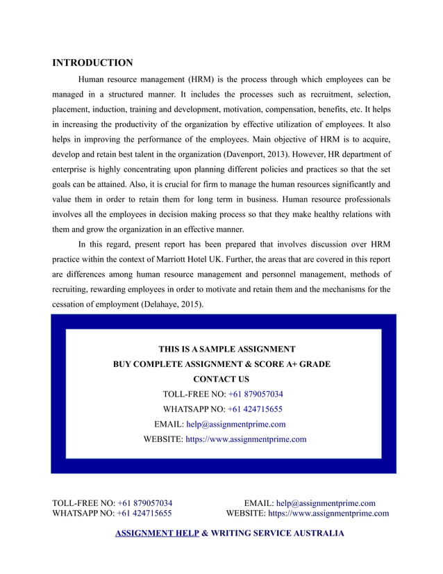 Sample Assignment on Human Resource Management | PDF