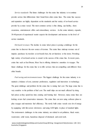 Sample assignment on impact of cruise tourism in coastal areas | PDF