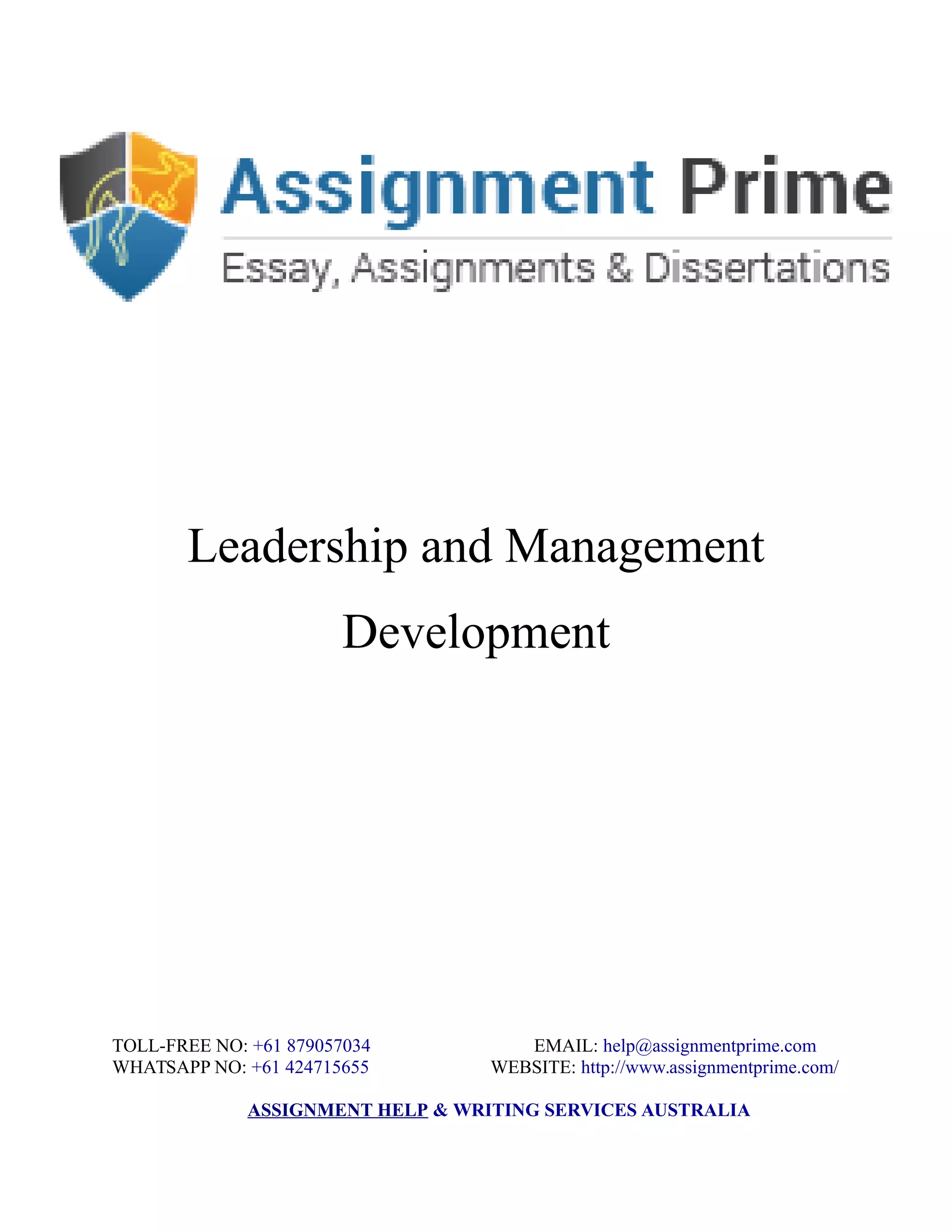 Sample Assignment on Leadership & Management Development | PDF