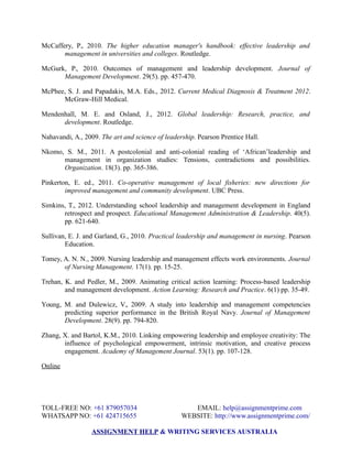 Sample Assignment on Leadership & Management Development | PDF