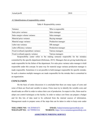 Sample Assignment on Management Accounting - Instant Assignment Help | PDF