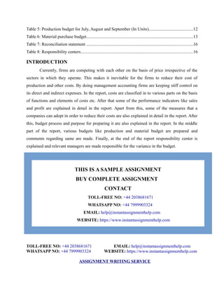 Sample Assignment on Management Accounting - Instant Assignment Help | PDF