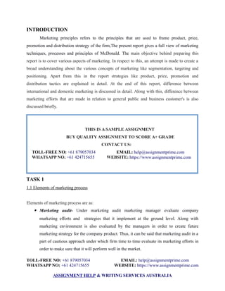 Sample Assignment on Marketing Principles - Assignment Prime Australia ...