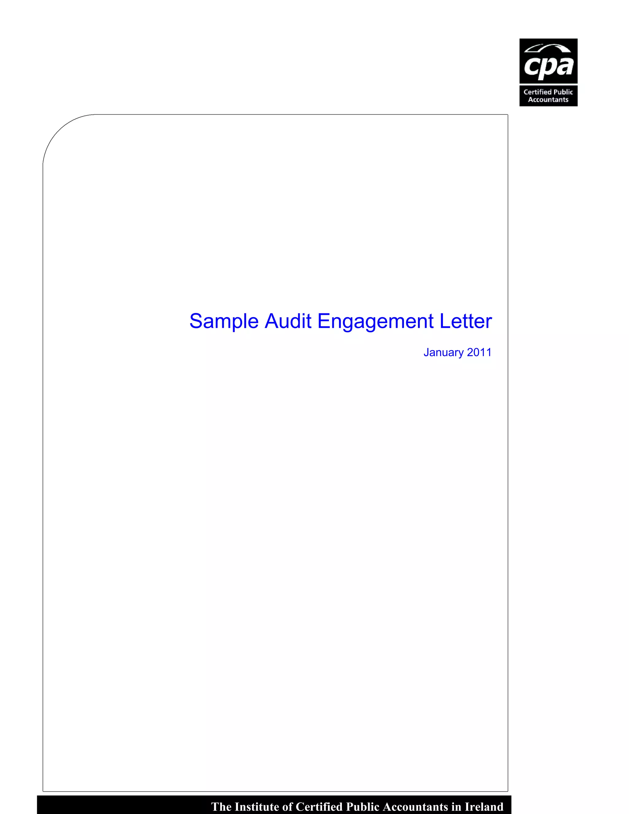 Sample audit engagement letter final2 jan 2011 | PDF