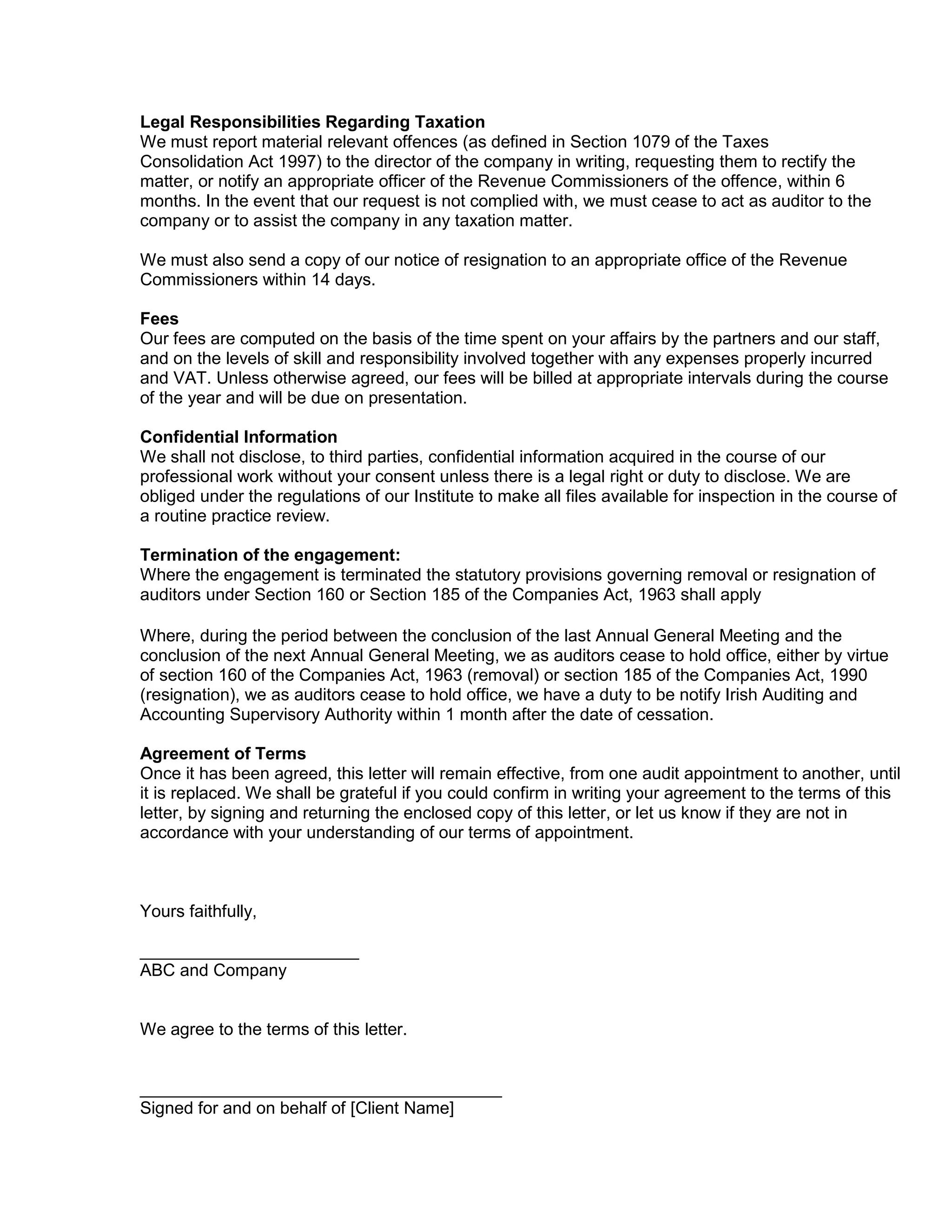Sample audit engagement letter final2 jan 2011 | PDF