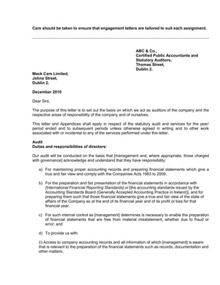 Sample audit engagement letter final2 jan 2011 | PDF