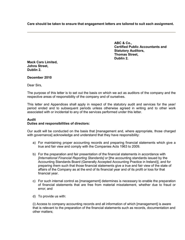 Audit Engagement Letter Template - prntbl.concejomunicipaldechinu.gov.co