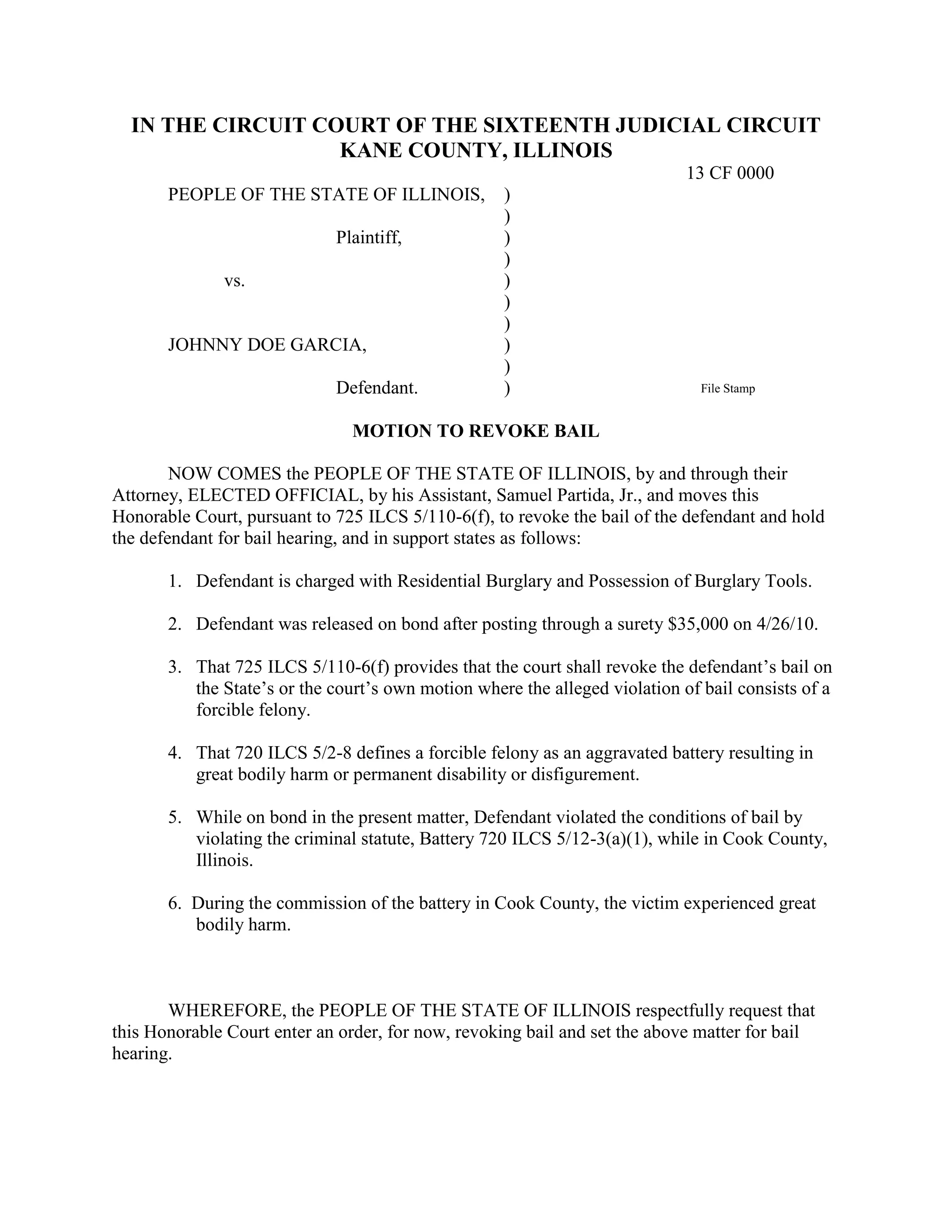 Sample Bail Bond Related Criminal Law Motions | PDF