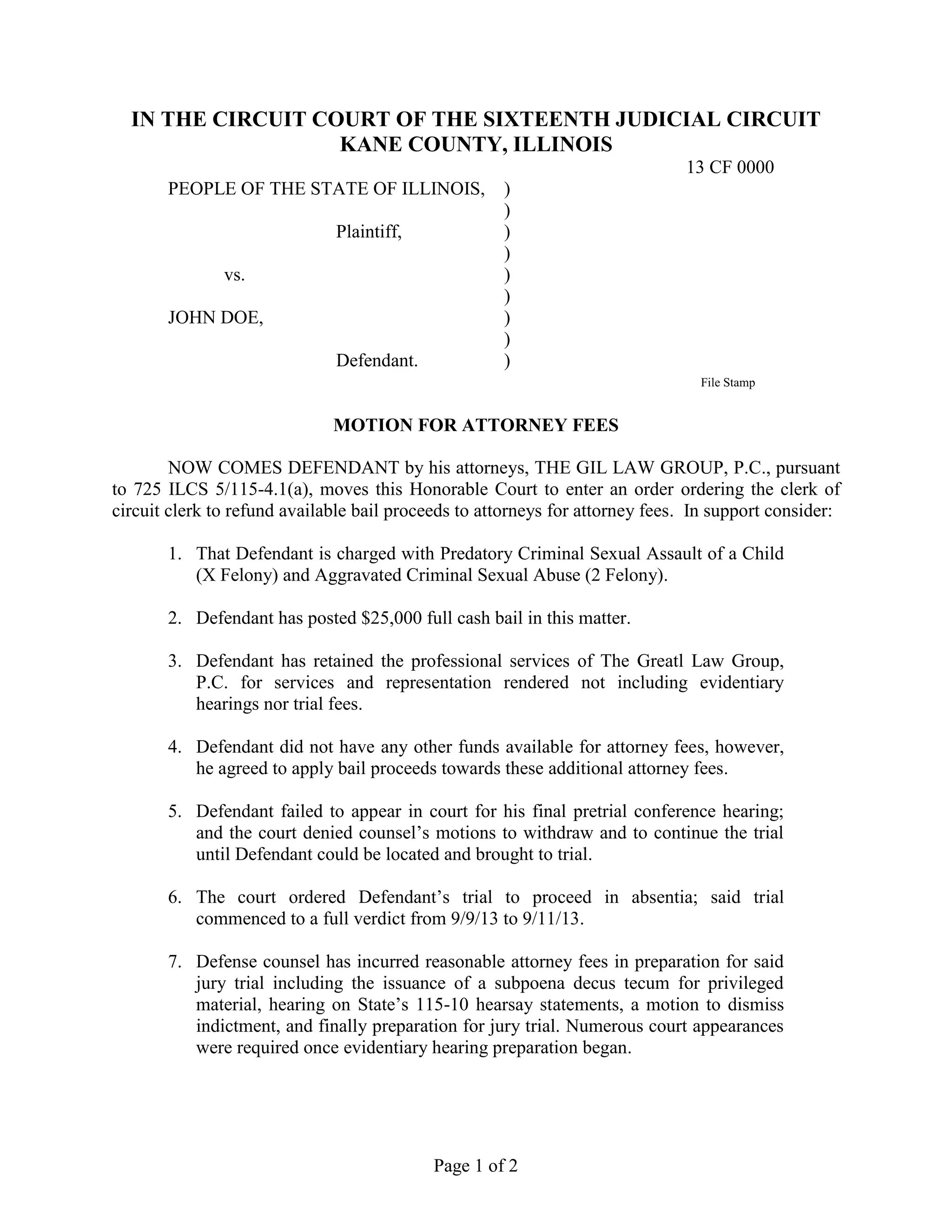 Sample Bail Bond Related Criminal Law Motions | PDF