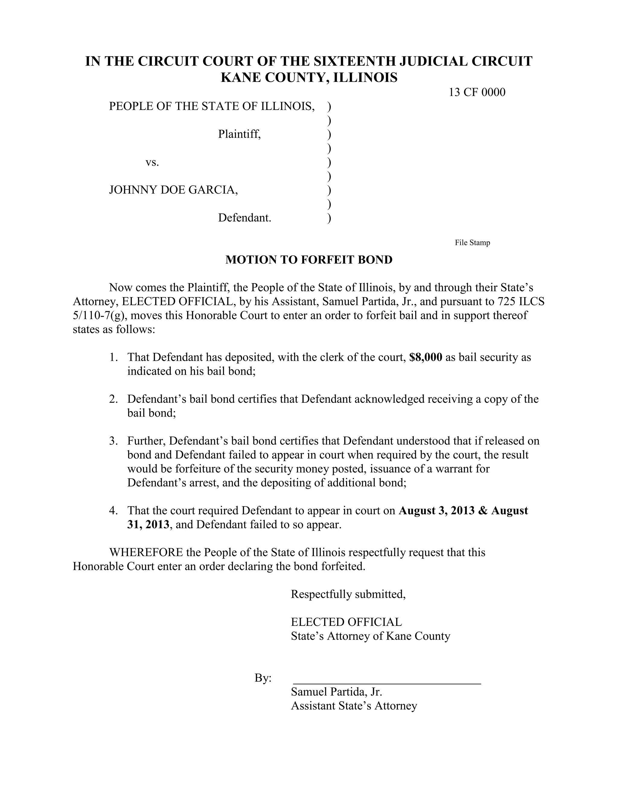 Sample Bail Bond Related Criminal Law Motions | PDF