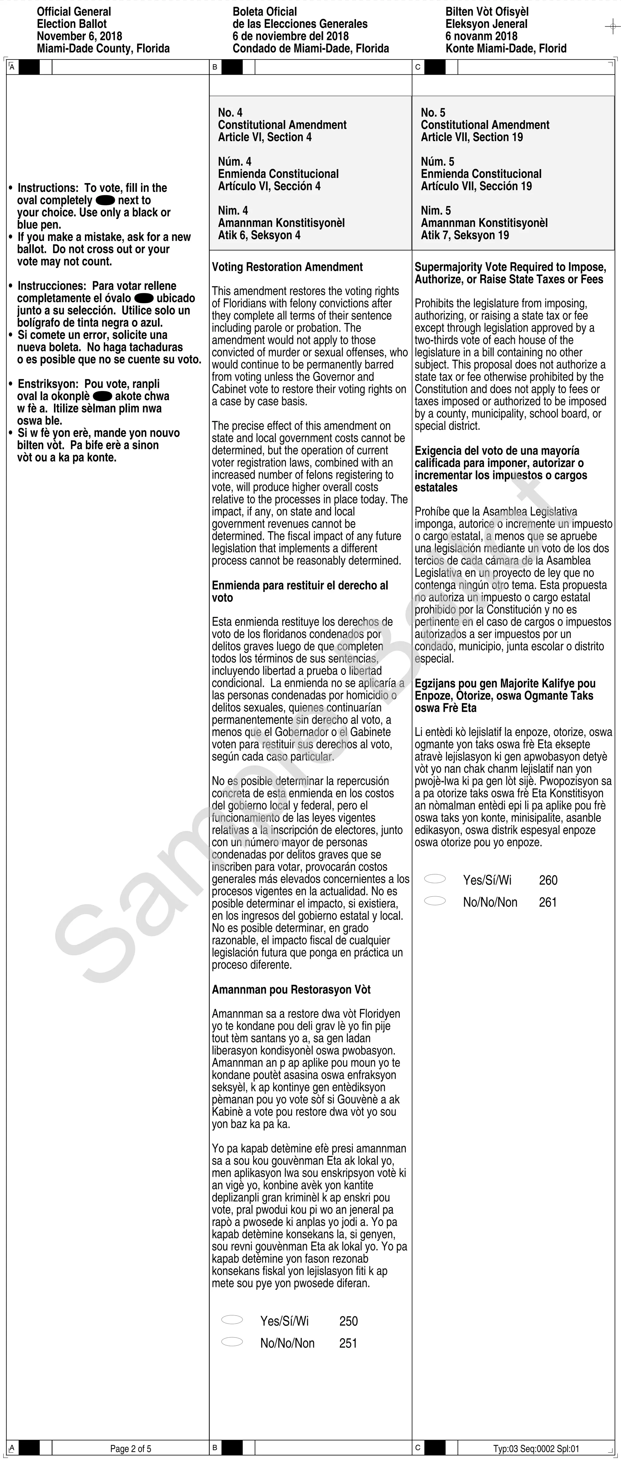FL Election Sample ballot November 2018 Miami Beach | PDF