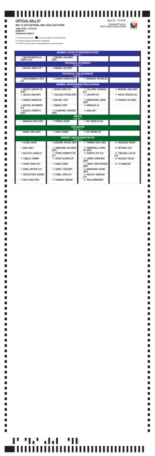 Sample ballot botolan | PDF