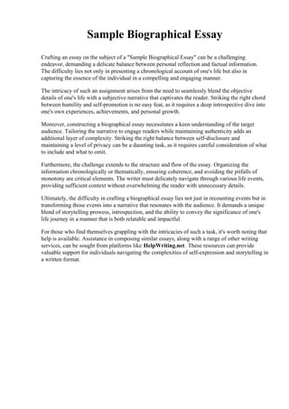 Sample Biographical Essay.pdf | Biographies | Genres