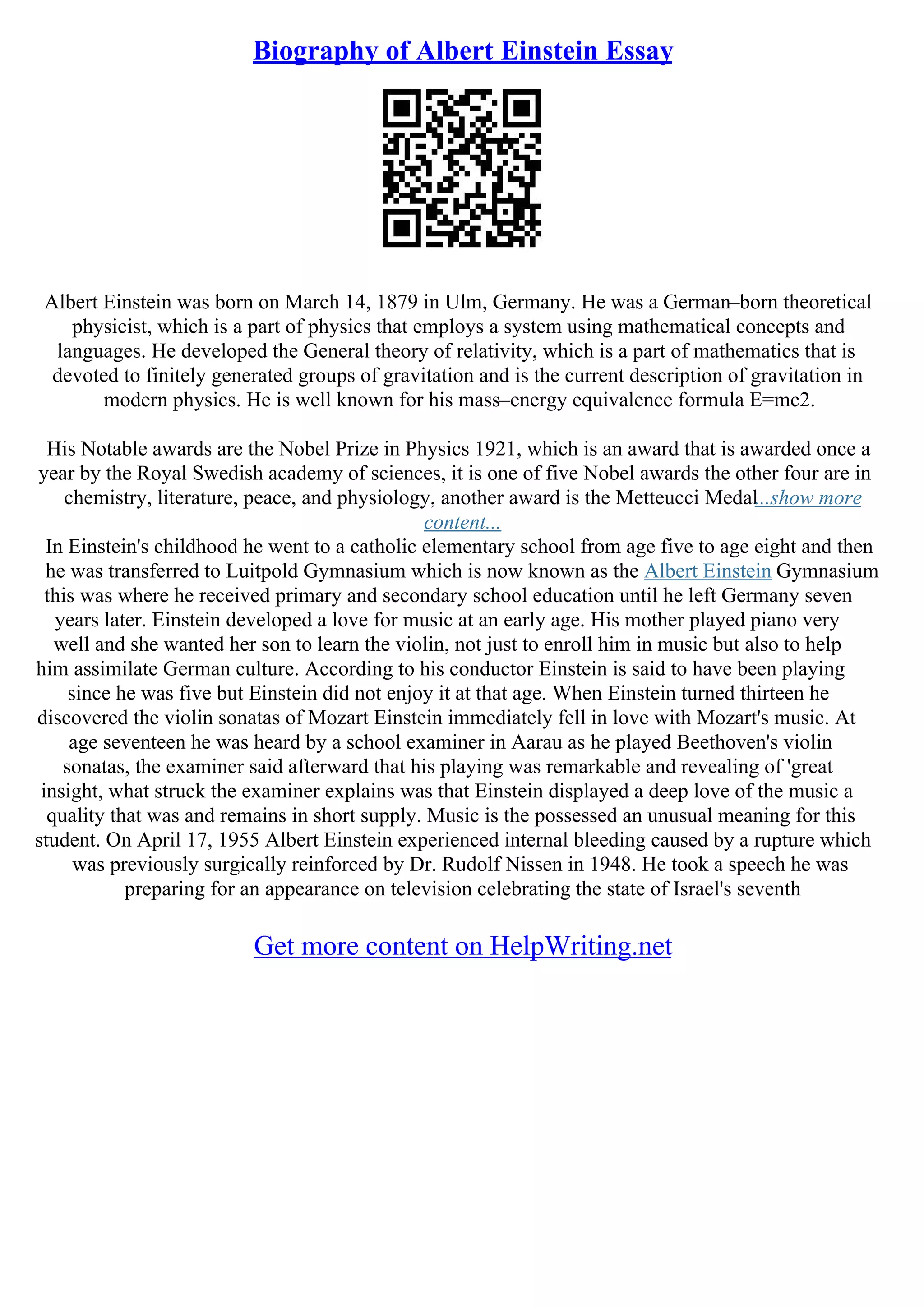 Sample Biography Essay | PDF