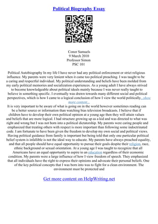 Sample Biography Essay | PDF