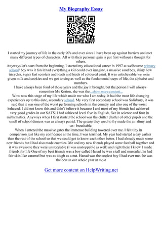Sample Biography Essay | PDF